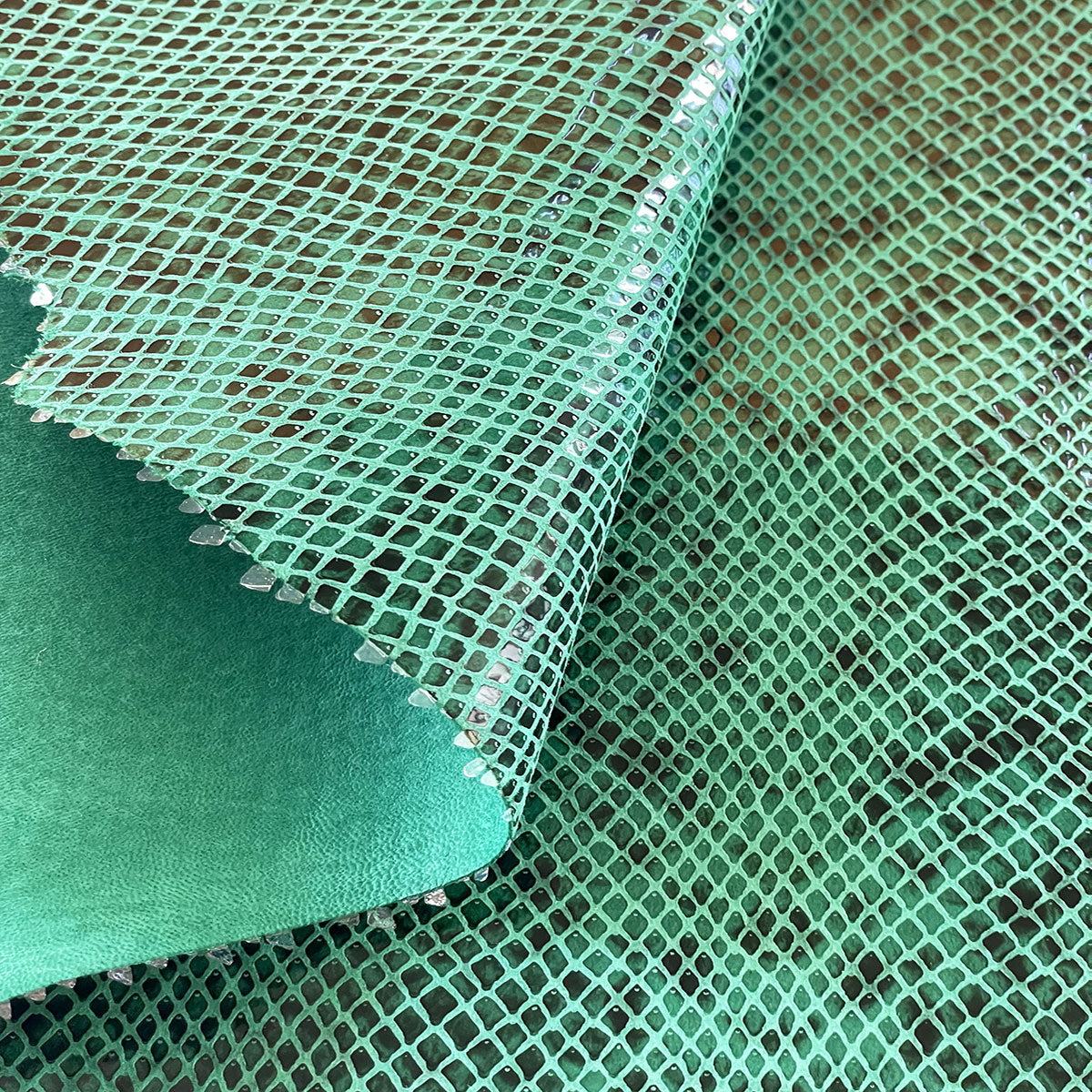 Green Glossy Snake Pattern Leather | Italian Leather | Leathercosmos – Leather Cosmos