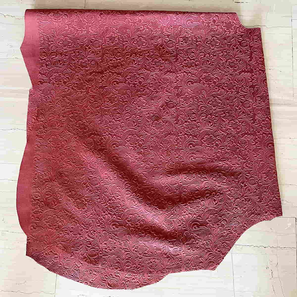 Coral Pink Floral Print Leather | Leather Supply | Leathercosmos ...