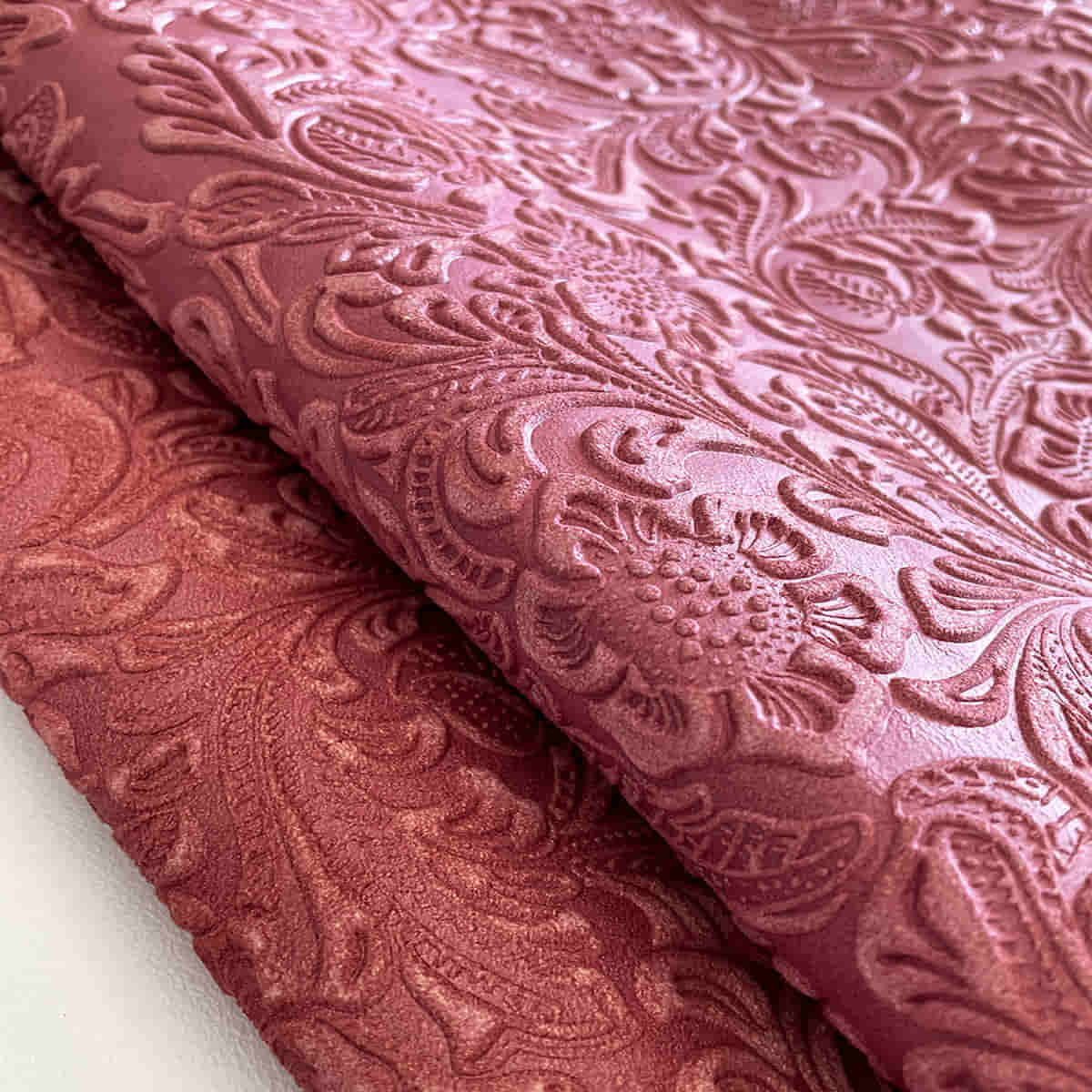 2 Pieces Dusty Rose Floral Leather | Patterned Leather | Leathercosmos ...