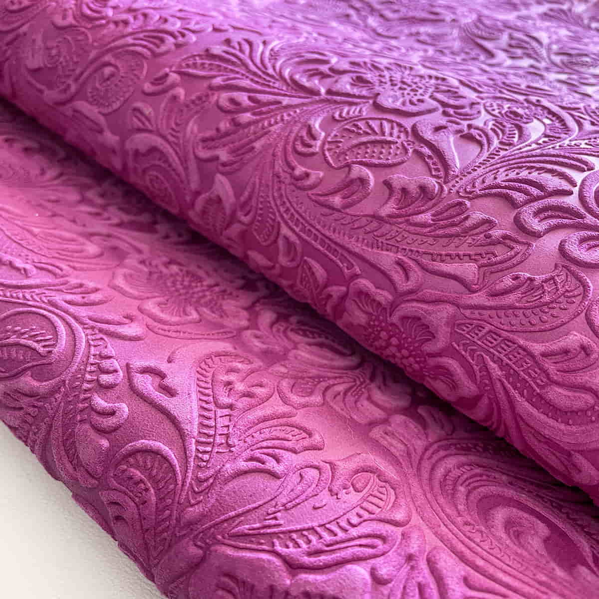 2 Pieces Fuchsia Floral Leather | Goat skin leather | Leathercosmos ...