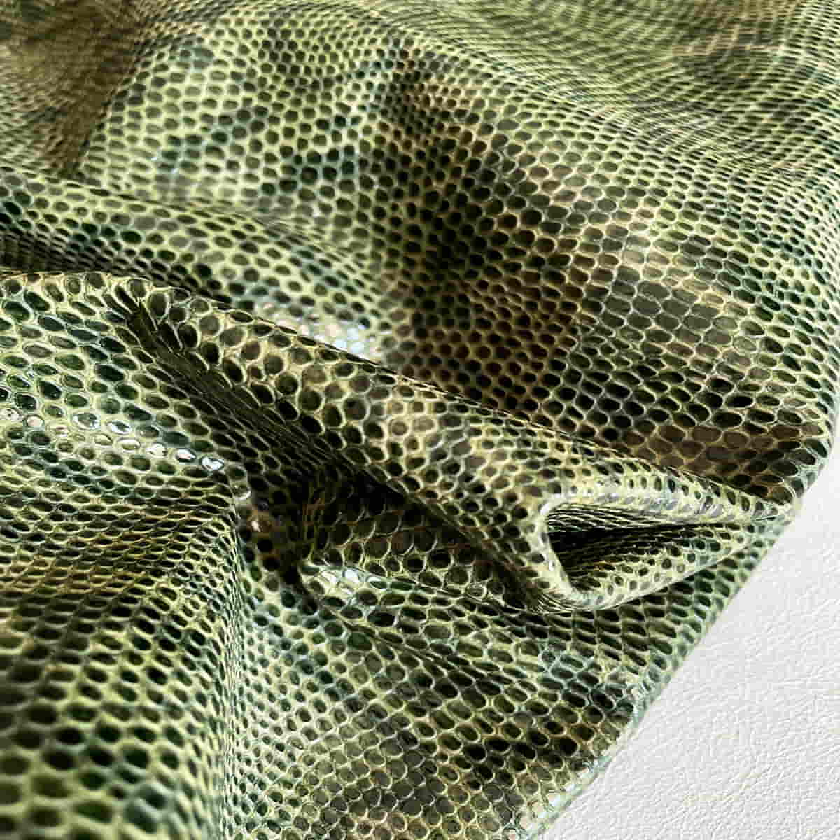 Green Snake Patterned Leather | Animal Print | Leathercosmos – Leather ...