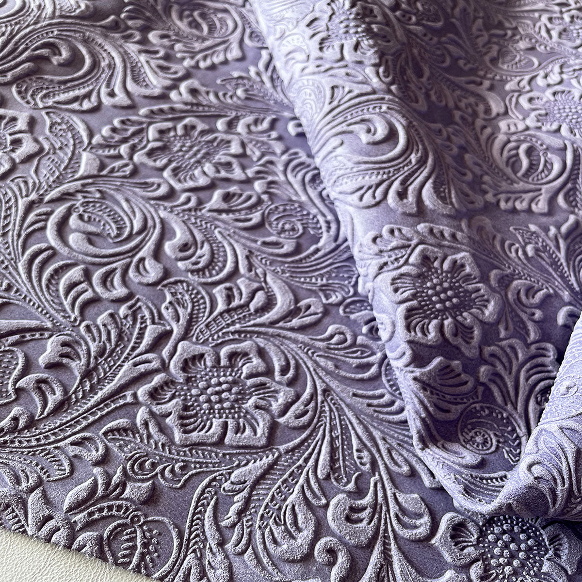 Lilac Floral Print Leather | Pattern Leather | Leathercosmos – Leather ...