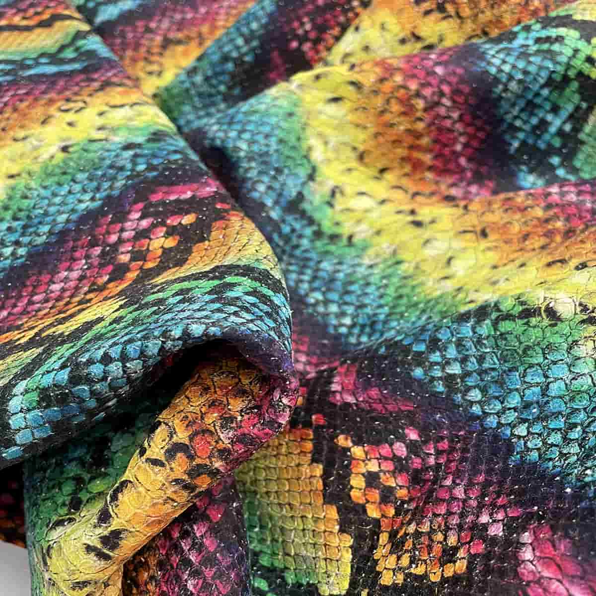 Multicolor Snake Print | Exotic Print Leather | Leathercosmos – Leather ...