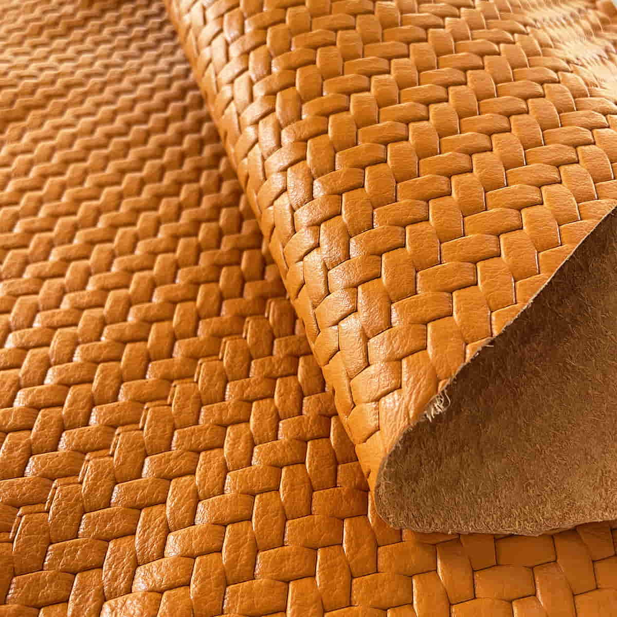 Mustard Woven Pattern Leather | Genuine Leather | Leathercosmos ...