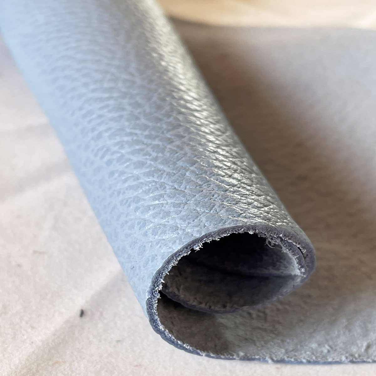 Light Blue Pebble Cowhide | Dollaro Halfhide | Leathercosmos – Leather ...